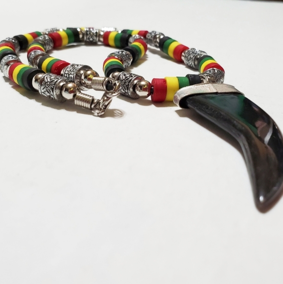 Accessories | Mens Rasta Bead Animal Fang Shaped Pendant | Poshmark